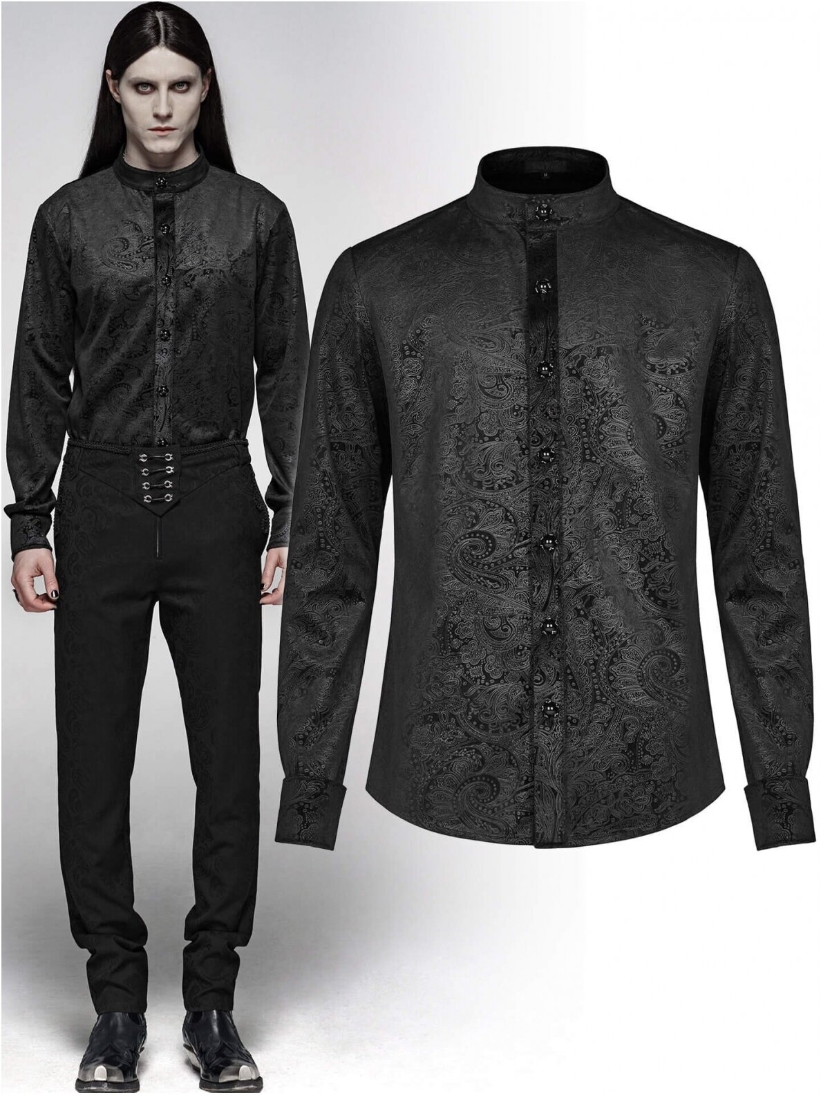 Punk Rave Nocturn Brocade Shirt - Nyctophilia Gothic Shop Hamburg