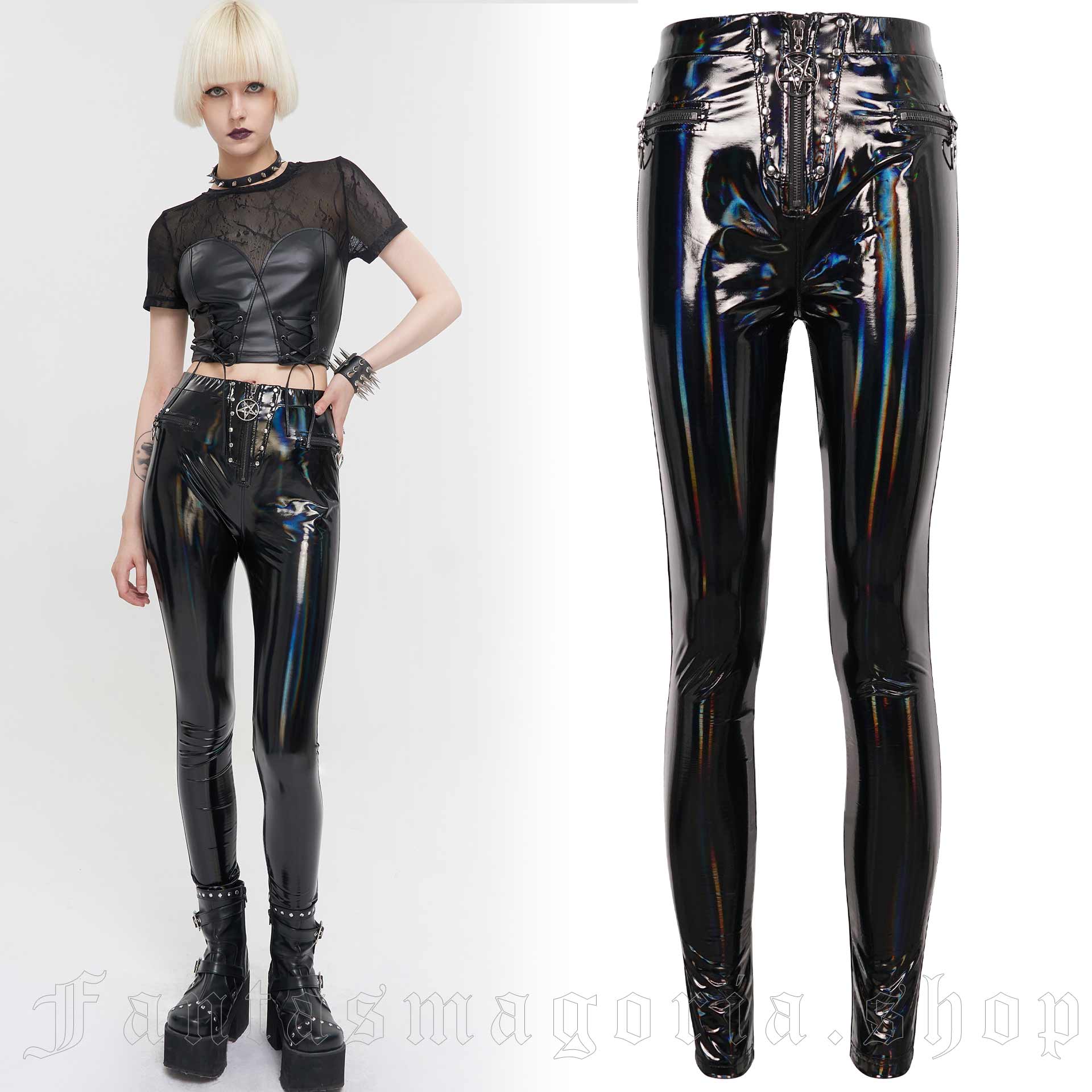 Punk Rave Oil Spill Trousers - Nyctophilia Gothic Shop Hamburg