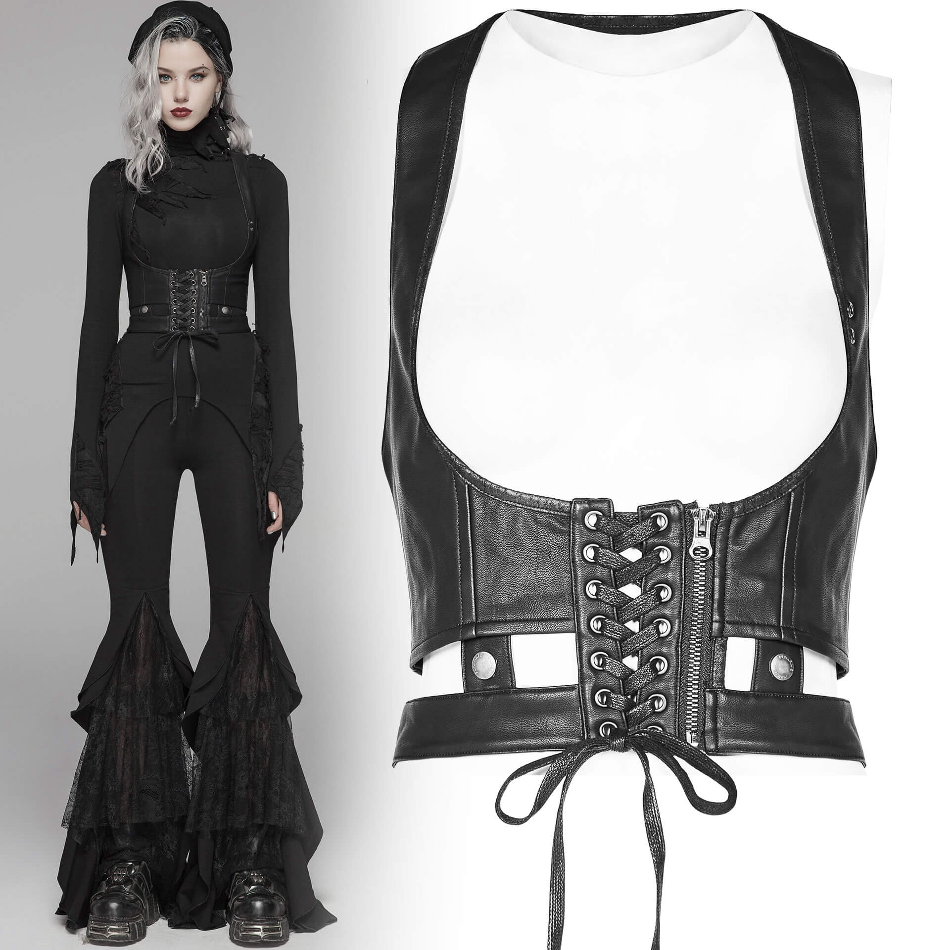 Punk Rave Toxica Harness Vest - Nyctophilia Gothic Shop Hamburg
