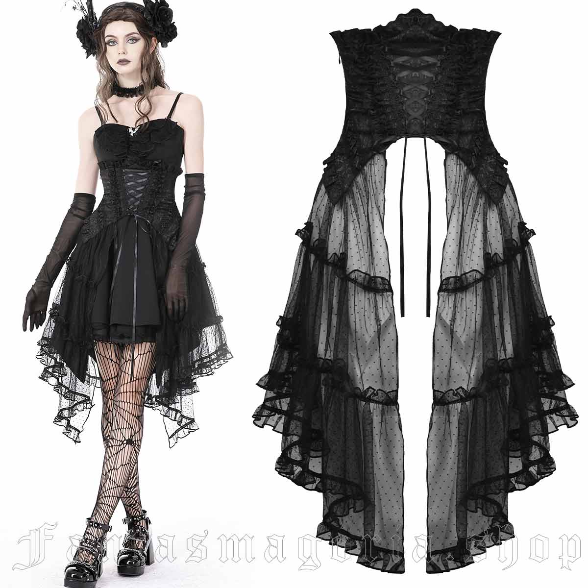 Dark in Love Boheme Noir Corset Overskirt - Nyctophilia Gothic Shop Hamburg