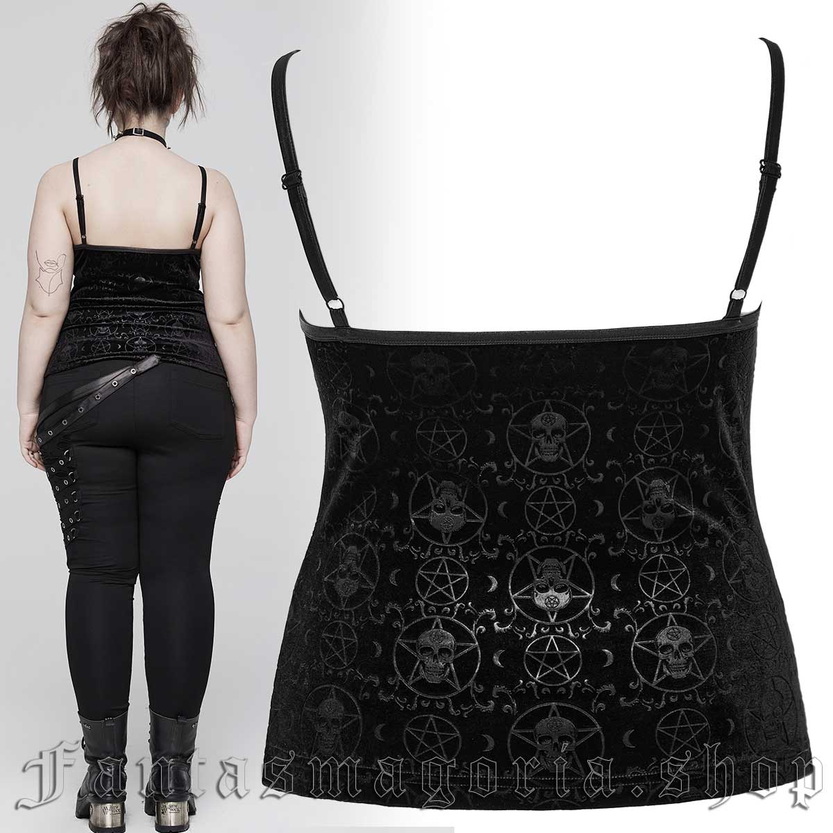 Punk Rave Pentagram Skull Top - Nyctophilia Gothic Shop Hamburg