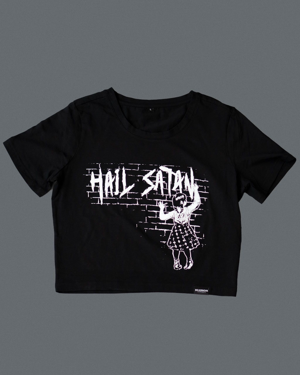 Deadnoir Hail Satan Crop T-Shirt - Nyctophilia Gothic Shop Hamburg