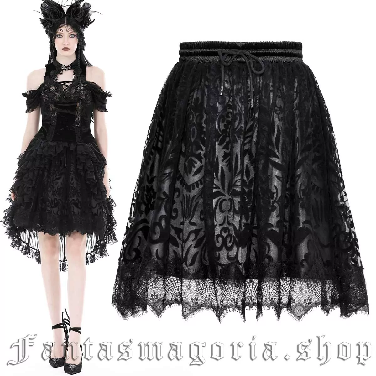 Dark in Love Ursula Skirt - Nyctophilia Gothic Shop Hamburg