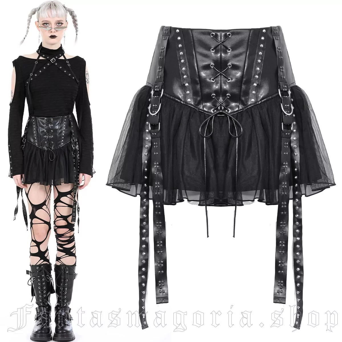 Dark in Love Ahri Skirt - Nyctophilia Gothic Shop Hamburg