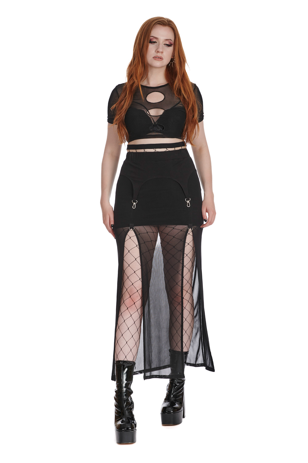 Banned Moody Melody Slit Skirt - Nyctophilia Gothic Shop Hamburg