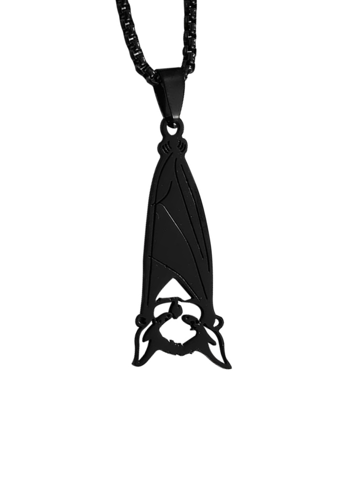 Easure Black Hanging Bat Necklace - Nyctophilia Gothic Shop Hamburg