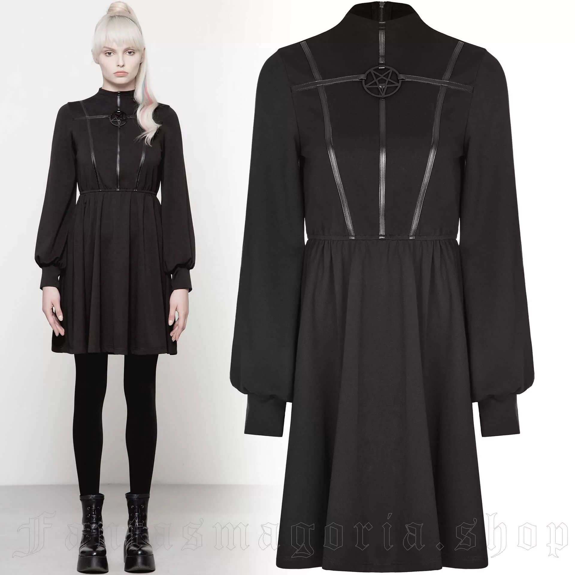 Punk Rave Black Pentagram Dress - Nyctophilia Gothic Shop Hamburg