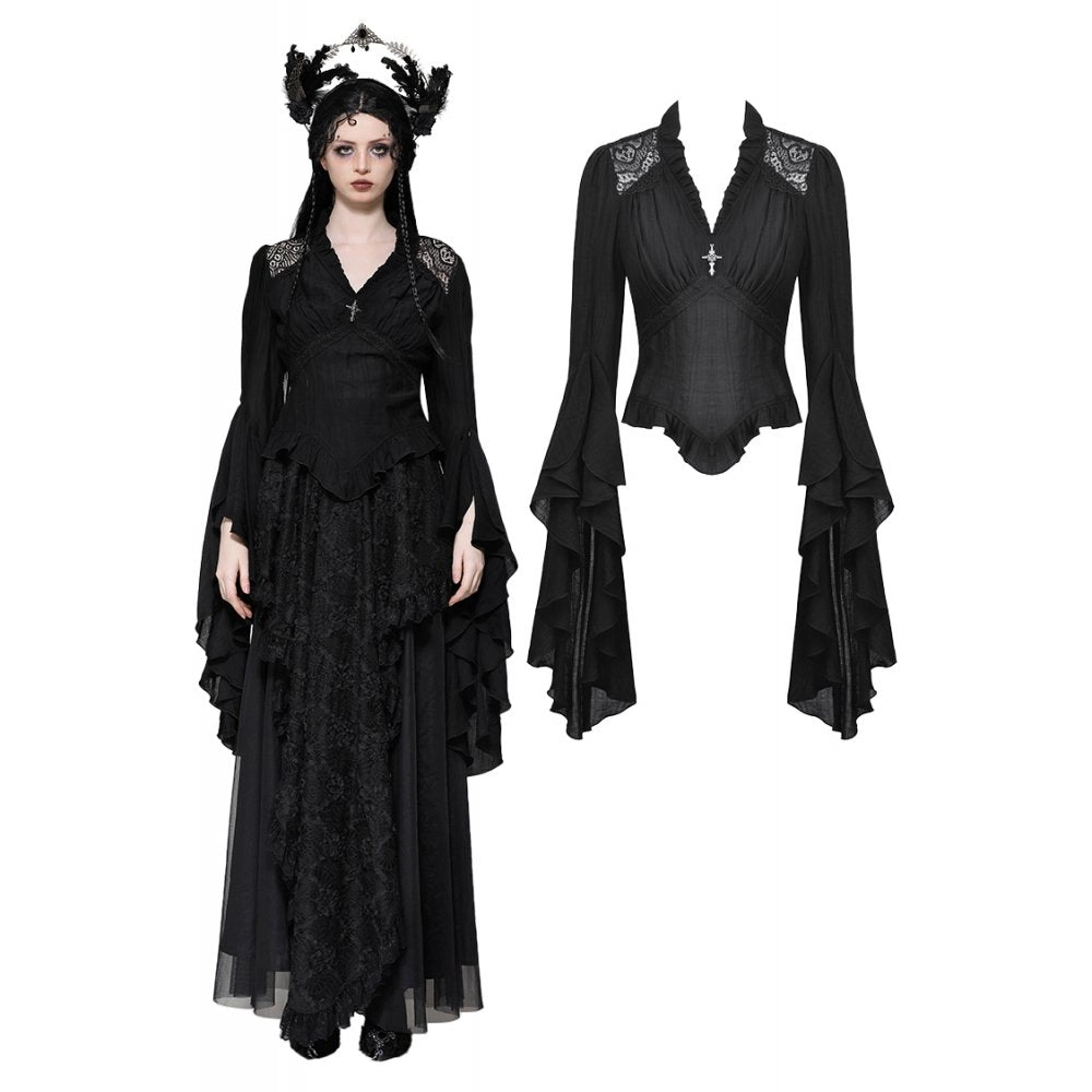 Dark in Love Constance Bell-Sleeve Top - Nyctophilia Gothic Shop Hamburg