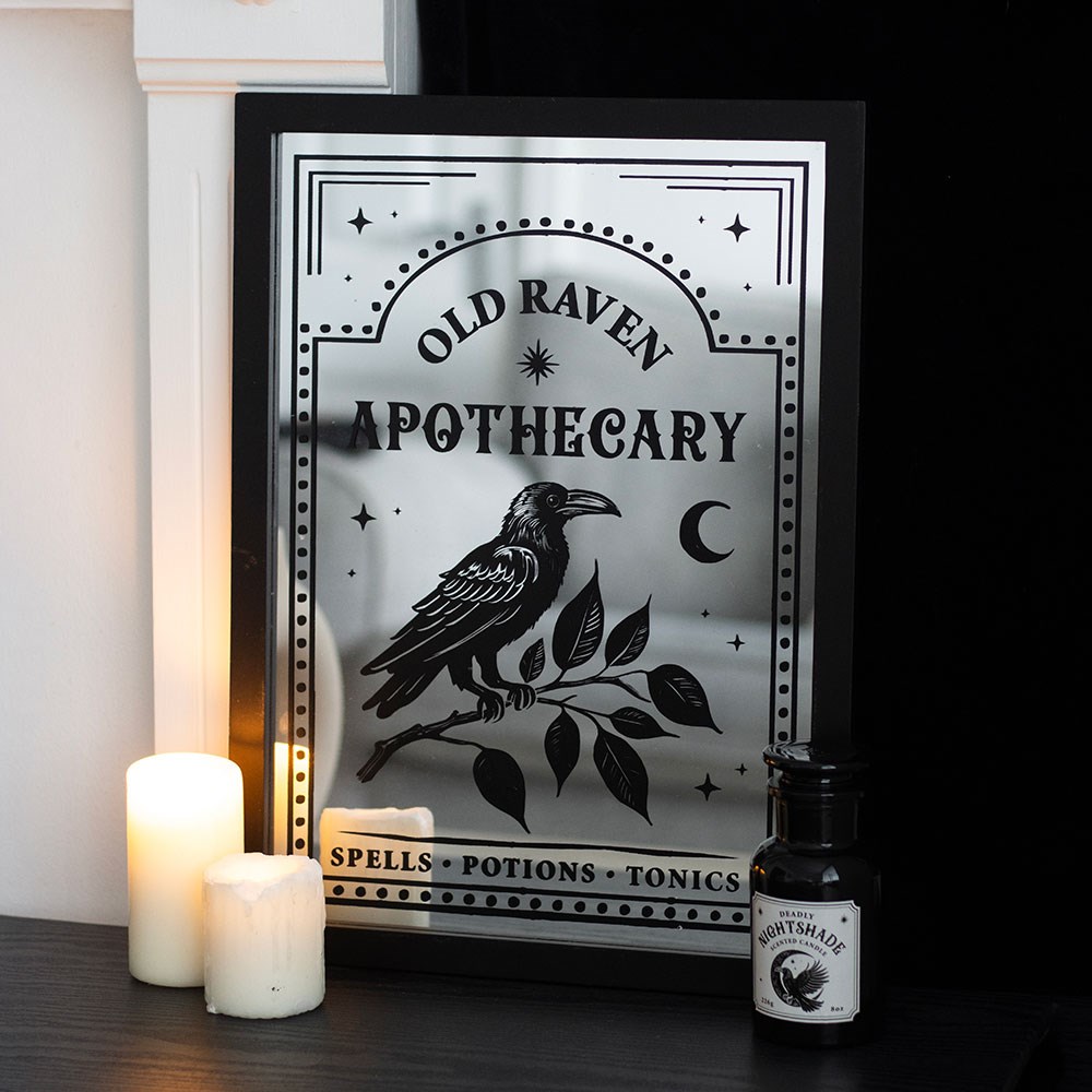 Raven Apothecary Mirrored Wall Art - Nyctophilia Gothic Shop Hamburg