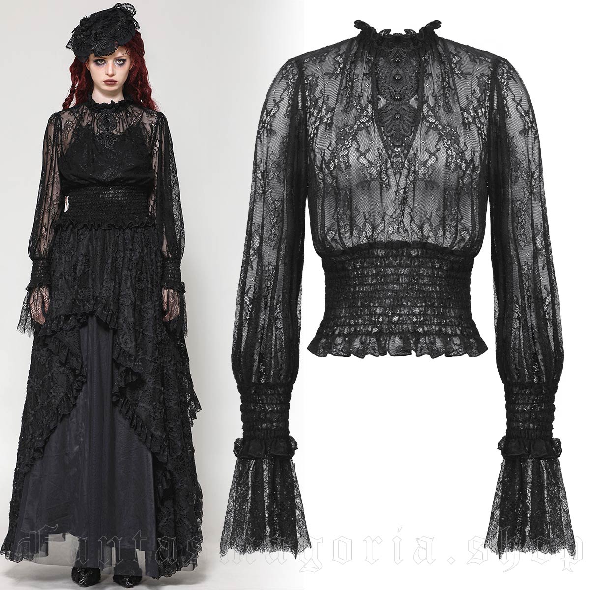 Dark In Love Aether And Lace Top - Nyctophilia Gothic Shop Hamburg